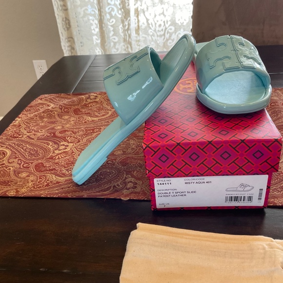 Tory Burch | Shoes | Tory Burch Double T Sport Slide Sandal Misty ...